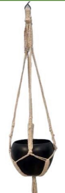 Macrame Plant Holder (Black pot) (HSN Code 7323) - VandituHub