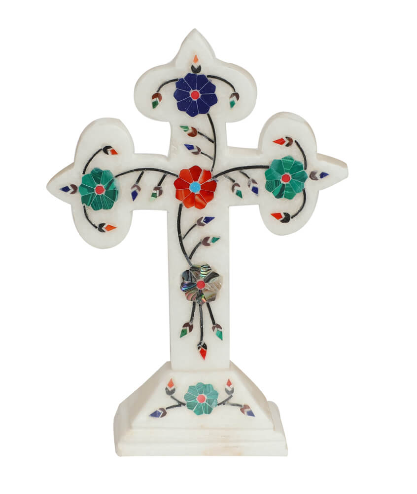 Marble Inlay Holy Plus Sign or Cross Sign - VandituHub