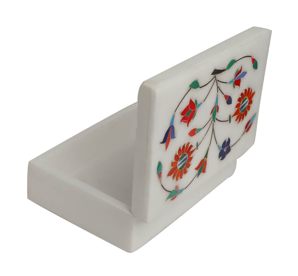 Marble Inlay work Rectangular Jewellery Box (HSN Code 6802) - VandituHub