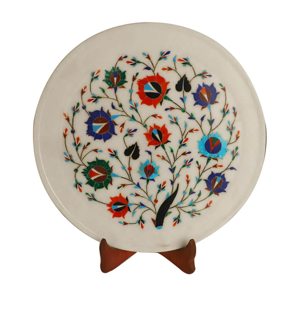 Buy Marble Inlay Decorative plate 12 inch | Corporate Gift & Home