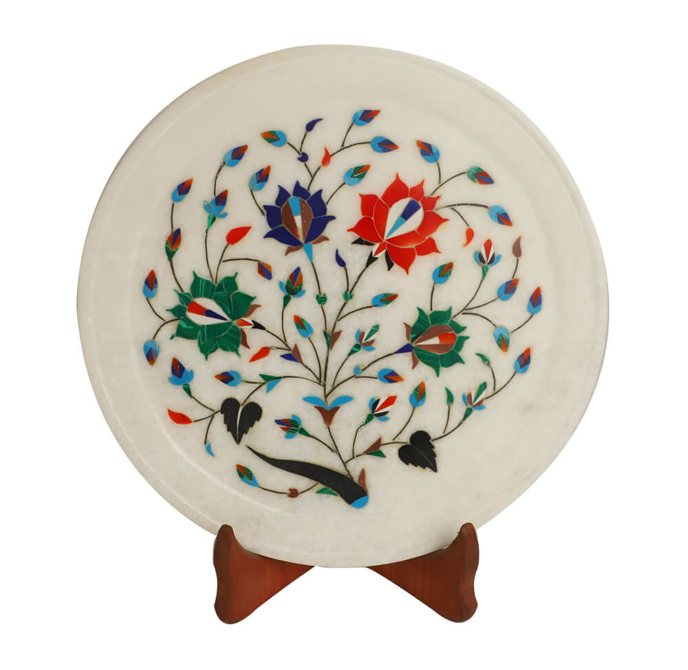 Buy Marble Inlay Decorative plate 10 inch | Corporate Gift & Home