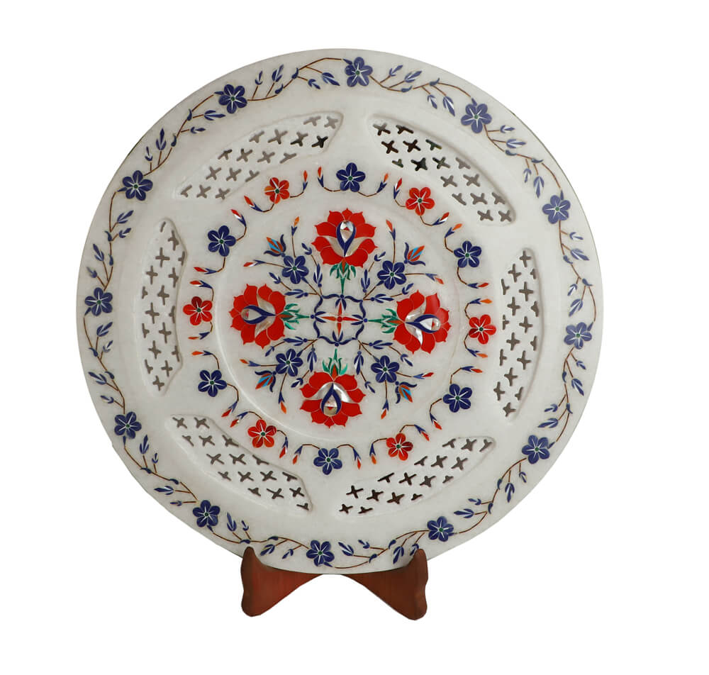 Buy Marble inlay decorative plate for Corporate Gifts Festival Decor